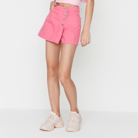 Jeans | Pink Button Front Denim Shorts | Poshmark